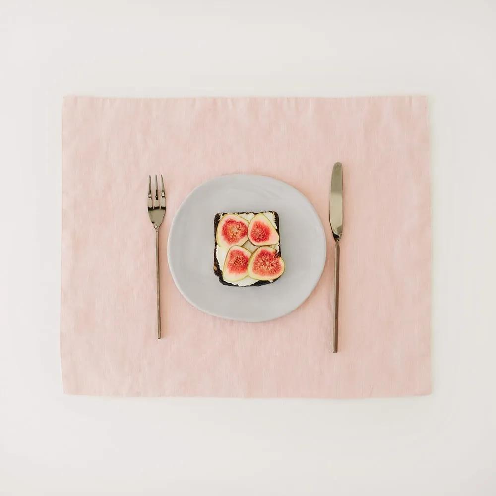 Růžové lněné prostírání Linen Tales, 35 x 45 cm