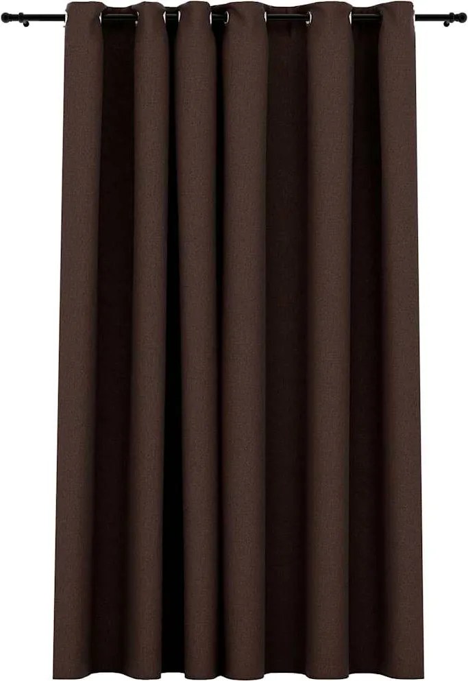 Zatemňovací závěs s kroužky vzhled lnu taupe 290 x 245 cm 321203