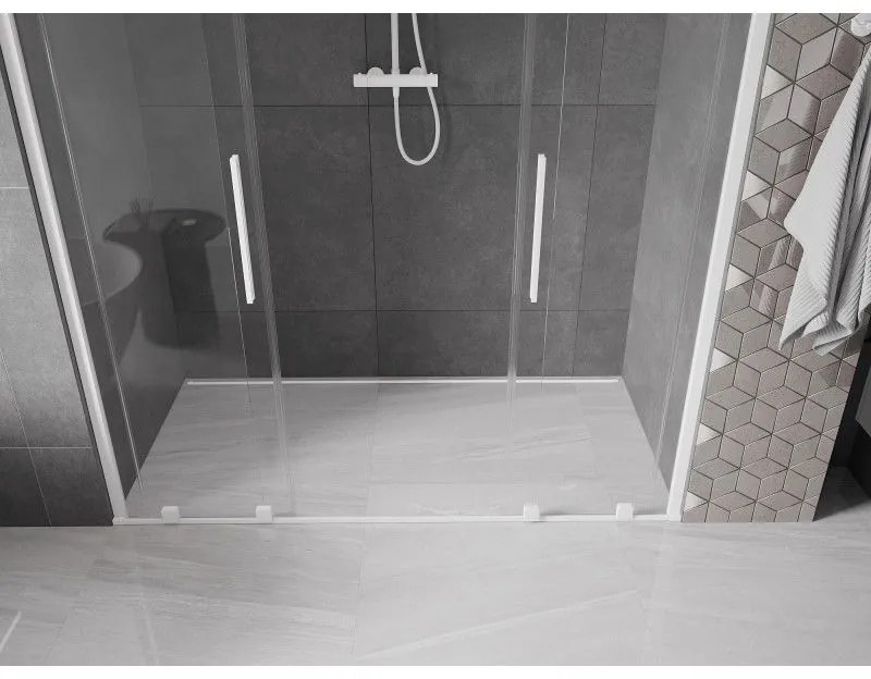 Mexen Velar Duo, posuvné dveře do otvoru 170x200 cm, 8mm čiré sklo, bílá, 871-170-000-02-20