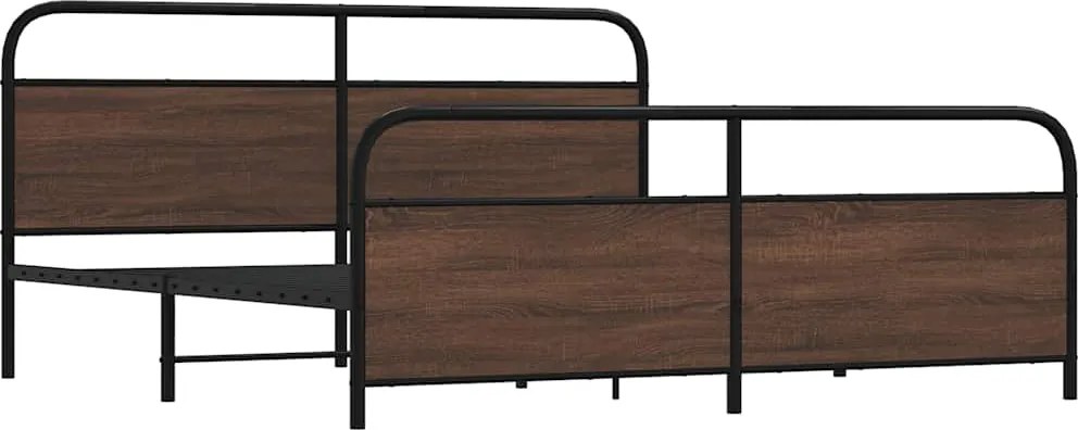 Kovový rám postele bez matrace hnědý dub 183 x 213 cm 3318666