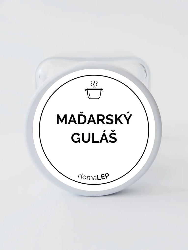 Samolepka na kořenky MAĎARSKÝ GULÁŠ bílá 5 cm tučné písmo