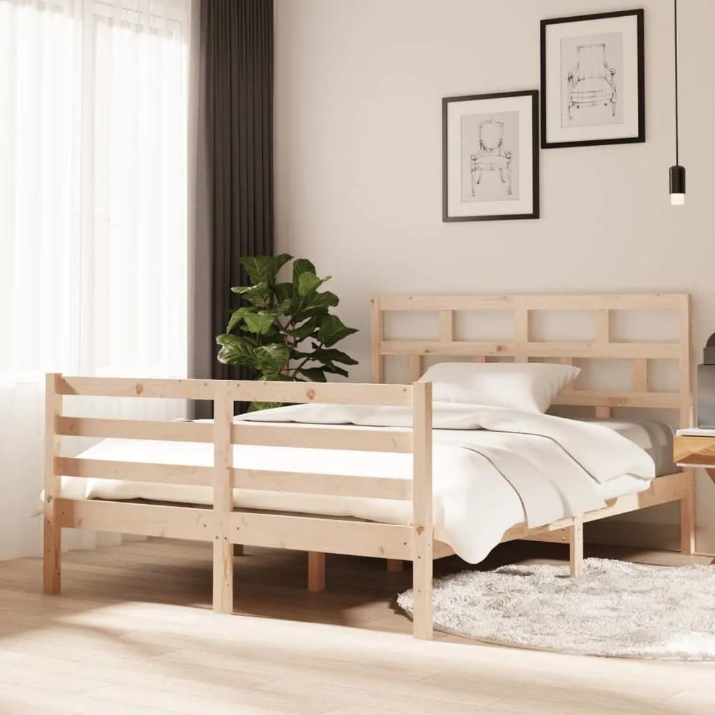 vidaXL Rám postele 135 x 190 cm Double masivní dřevo [3101259] Barva: Bílá