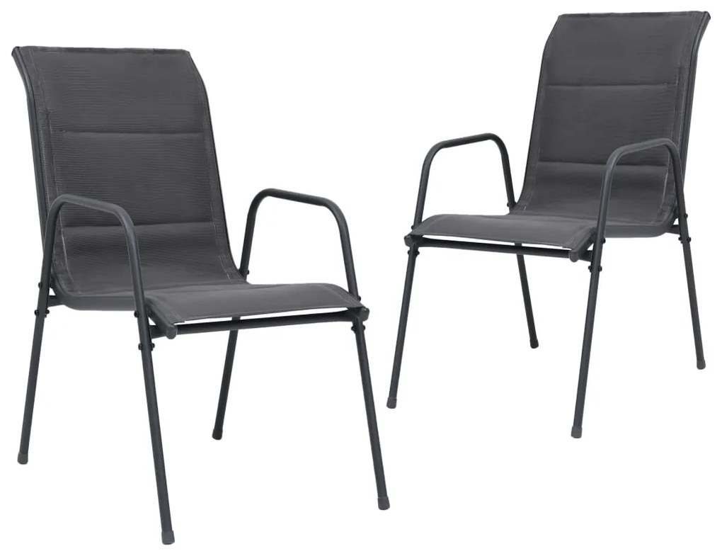 313075 vidaXL Stohovatelné zahradní židle 2 ks ocel a textilen antracitové