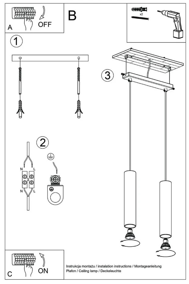 Krémové závěsné svítidlo Castro – Sollux