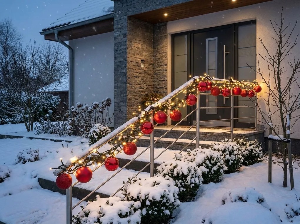 LED světelný řetěz CRANBERRY BALLS 7,4 m, červený