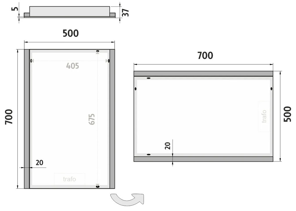 Nimco LED zrcadlo 500x700 - ZP 11001