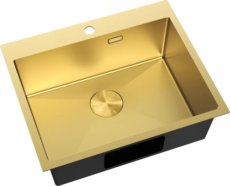 Mexen Solix, 1-komorový nerezový dřez 600 x 500 mm, broušená zlatá, 6408601000-55