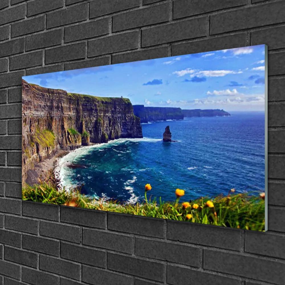 Obraz na skle Záliv Skály Moře Krajina 120x60 cm