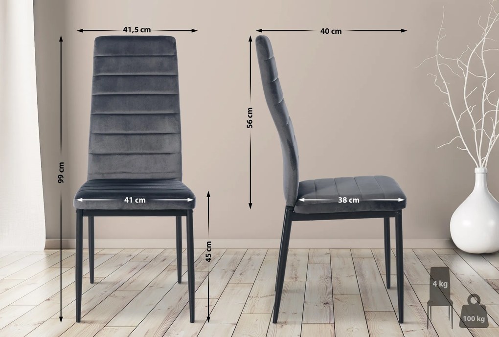 Jídelní židle Mayfair samet – šedá