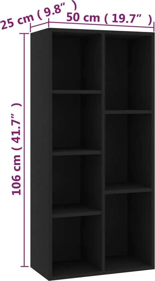 vidaXL Knihovna 50 x 25 x 106 cm dřevotříska [801115] Barva: bílá s vysokým leskem