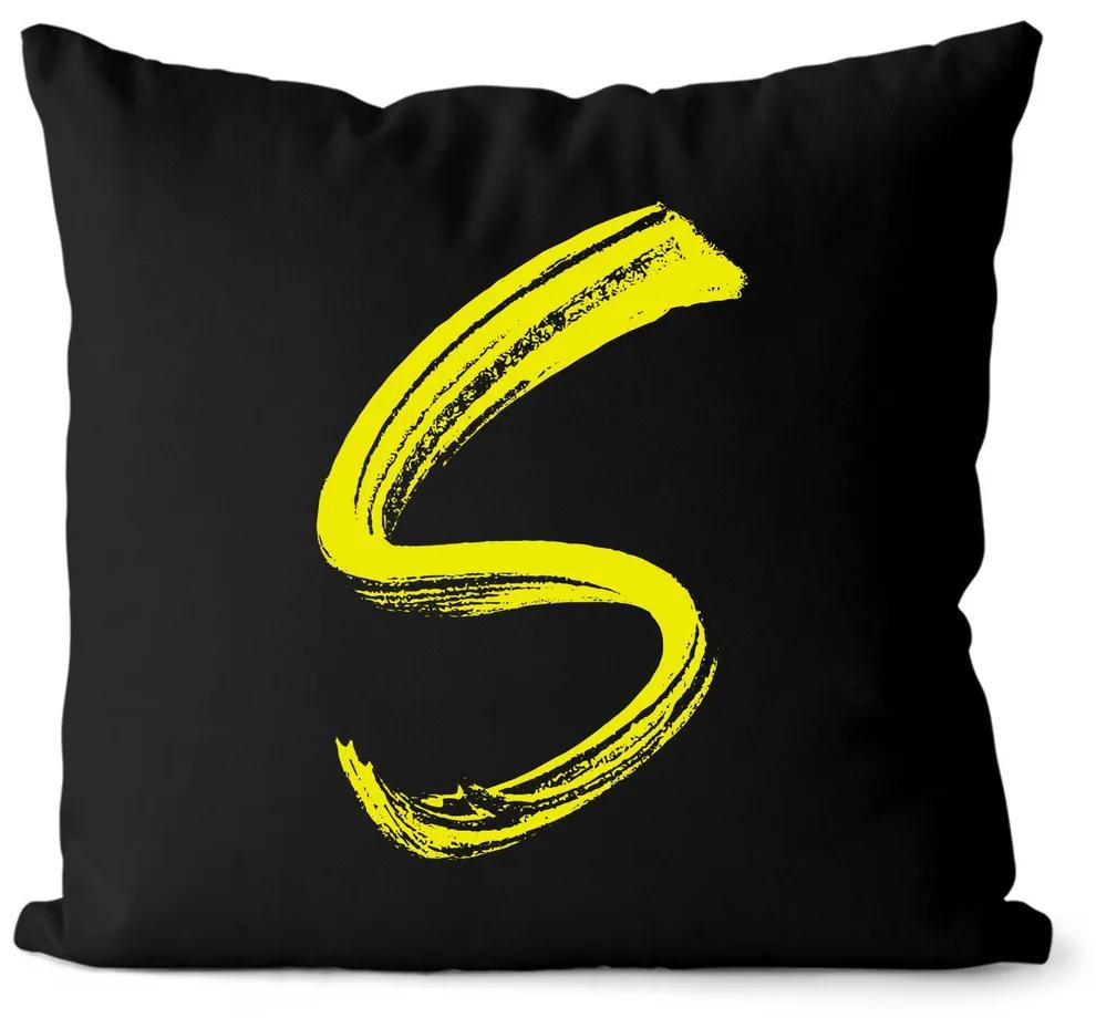 Polštář – písmeno S (Velikost: 55 x 55 cm, Barva: Žlutá)