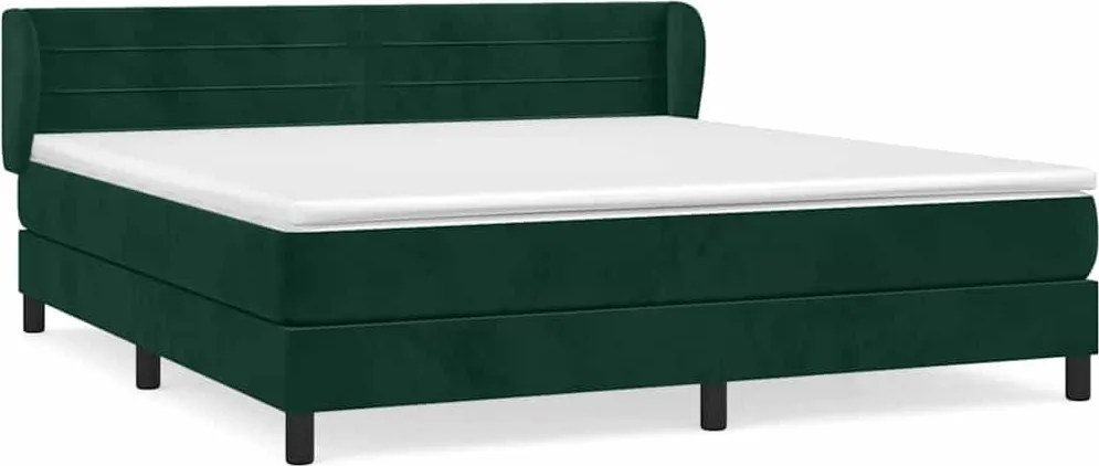 Box spring postel s matrací tmavě zelená 160x200 cm samet 3127562
