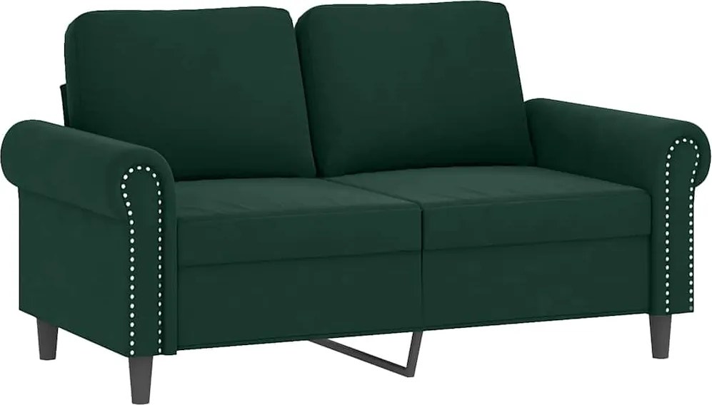 2místná pohovka s polštáři tmavě zelená 120 cm samet 3200937