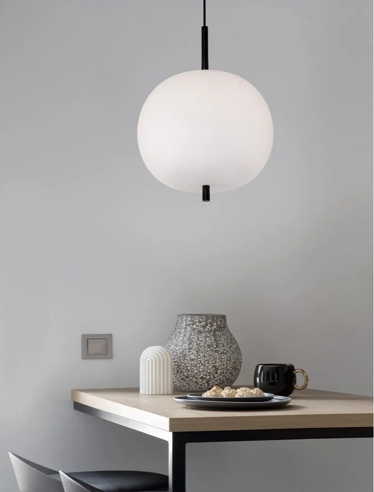 Bílé/černé skleněné závěsné svítidlo ø 30 cm Lato – Nova Luce