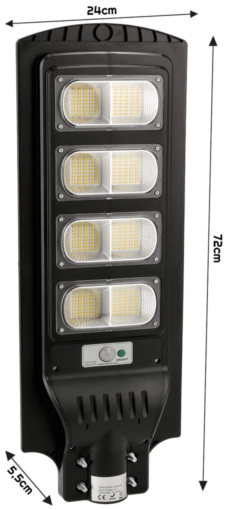 BERGE Solární pouliční LED lampa MARAKESZ - 120W - PIR