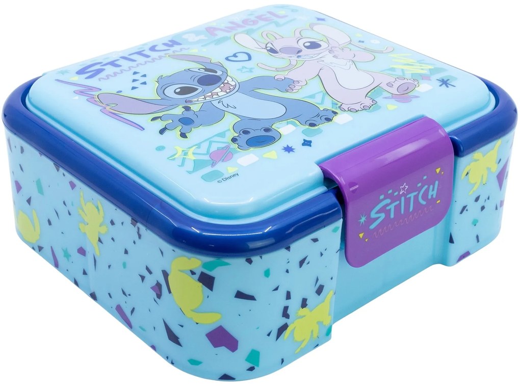 Robustní multibox na svačinu Stitch & Angel se 3 přihrádkami