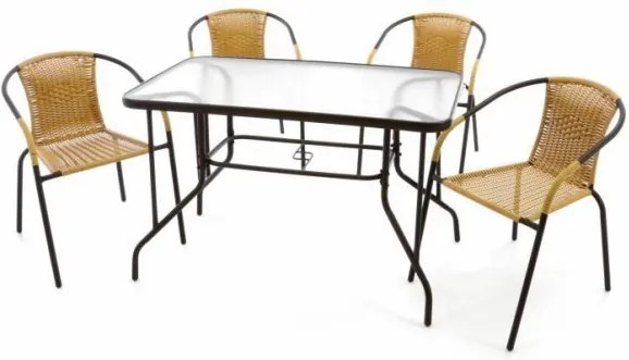 Zahradní set polyratanové 4 židle a skleněný stůl OEM D37024