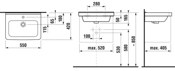 JIKA H8104220001041 - Závěsné umyvadlo CUBITO 55x42 cm keramika/bílá