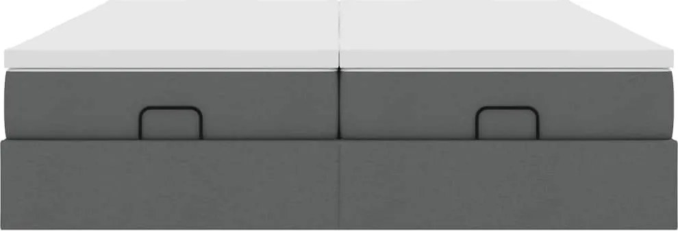 Osmanský rám postele s matrací tmavě šedý 200x200cm textil 3311249