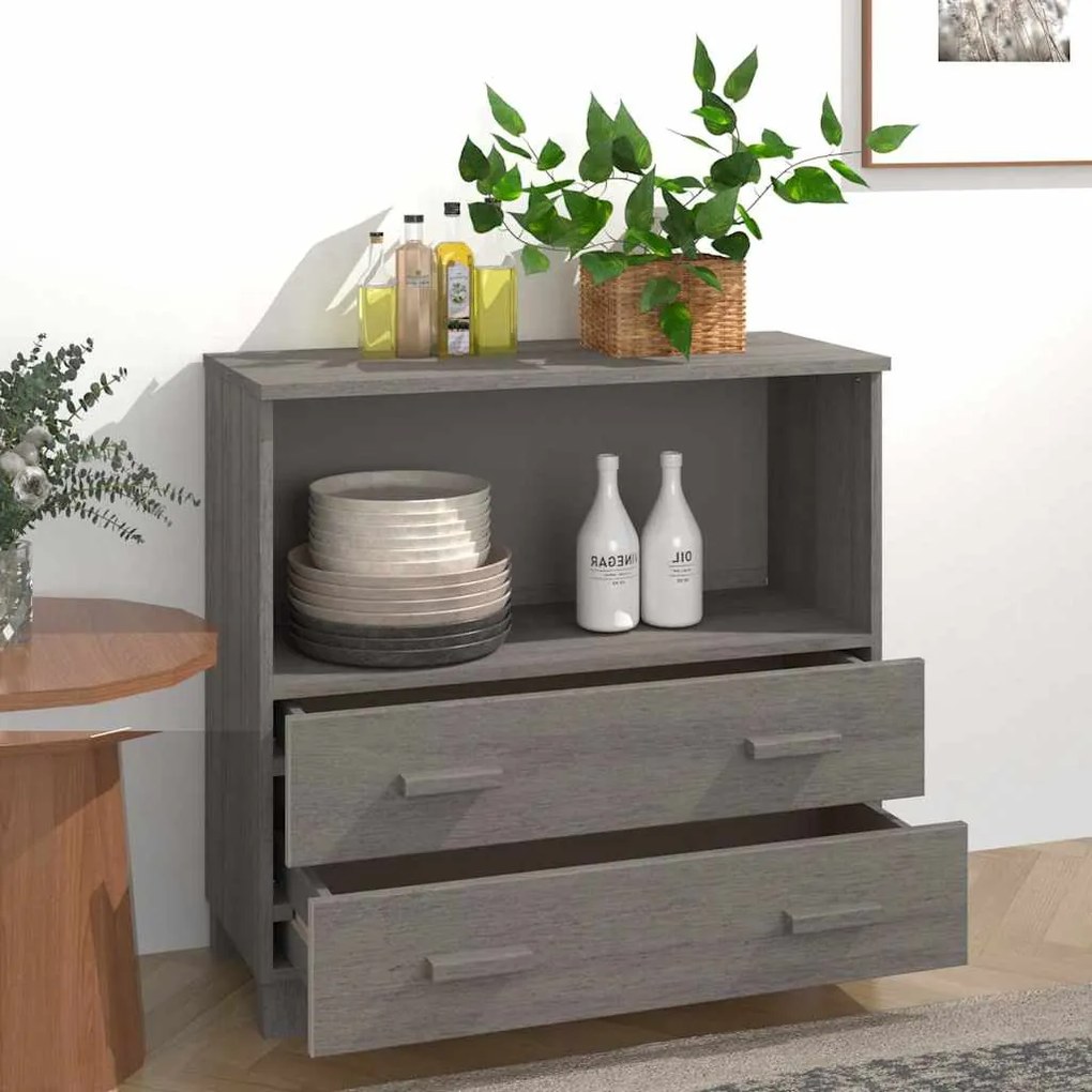 Příborník HAMAR světle šedý 85 x 35 x 80 cm masivní borovice 340499