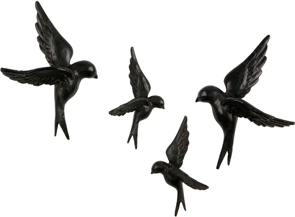 Dekorace Avaler Birds sada 4 ks 22 × 14 × 7,5, 16 × 8 × 6 cm