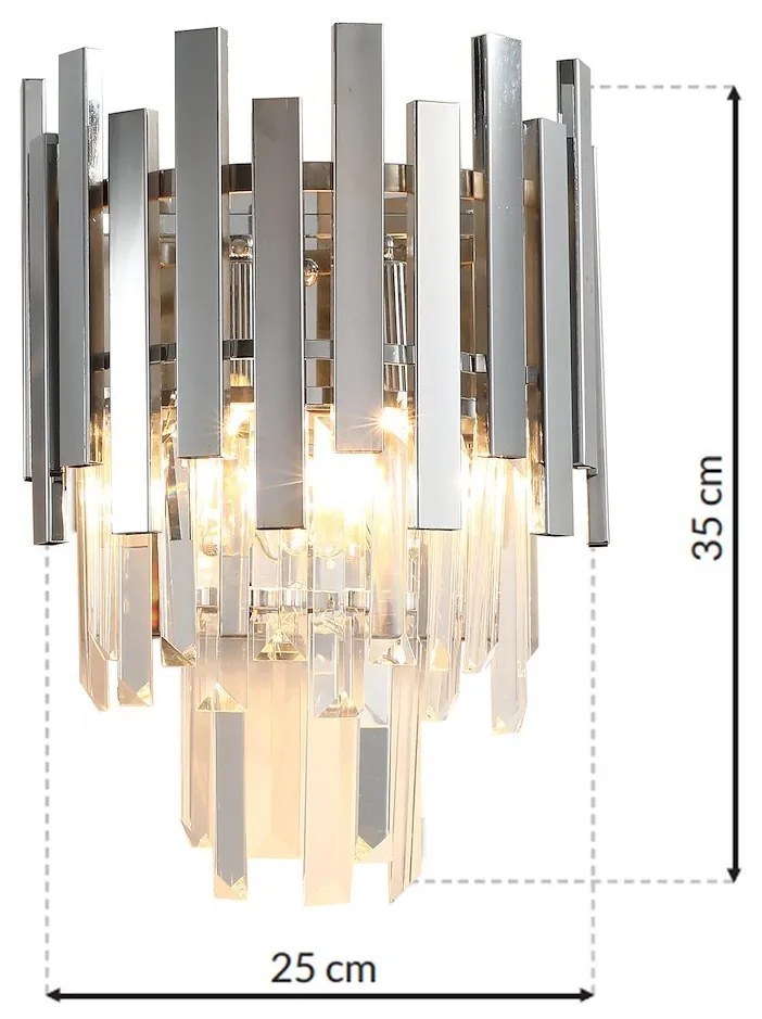 Nástěnné svítidlo Aspen, 1x křišťálové/chromové kovové stínítko