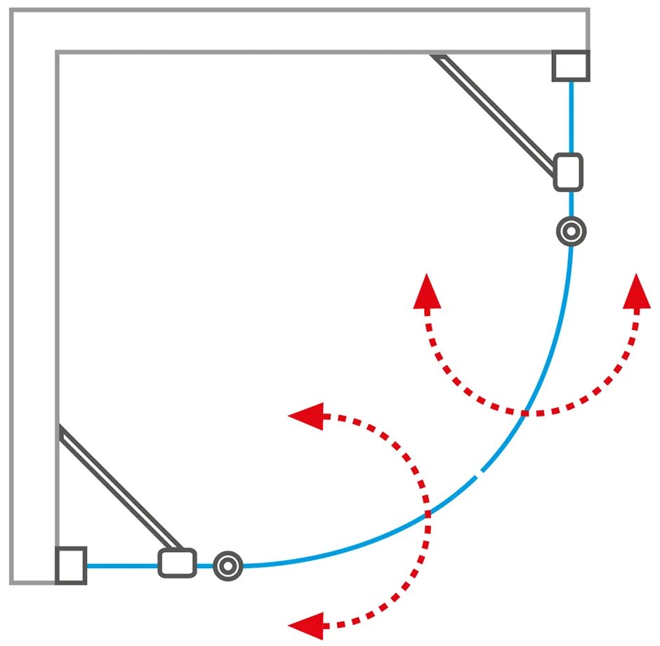 Roltechnik Outlet Čtvrtkruhový sprchový kout OBCR2 - bez vaničky Varianta: rozměry: 80x80 cm - (OBCR2/80x80 - 4000735), Barva profilů a typ výplně: profily: brillant, výplň: transparent