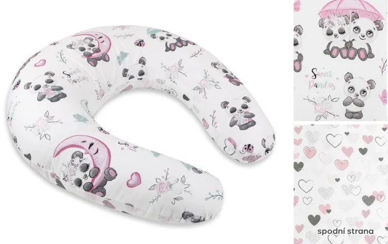 Bellatex Kojicí polštář s povlakem na zip po obvodu 180 cm Medvídek panda