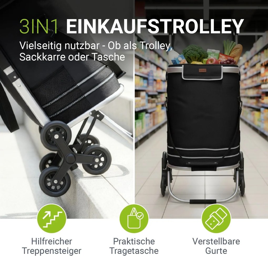 Juskys Nákupní taška na kolečkách do schodů, 56 l Barva: červená