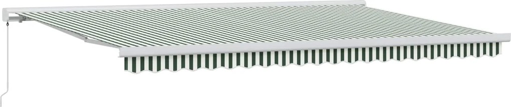 Stahovací markýza Zelená a bílá 500 × 300 cm Plátno a hliník 3331471