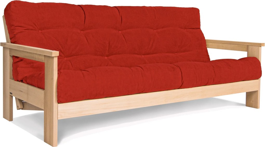 Marior Home Rozkládací futonová pohovka Mexico - Přírodní buk olejovaný / Red