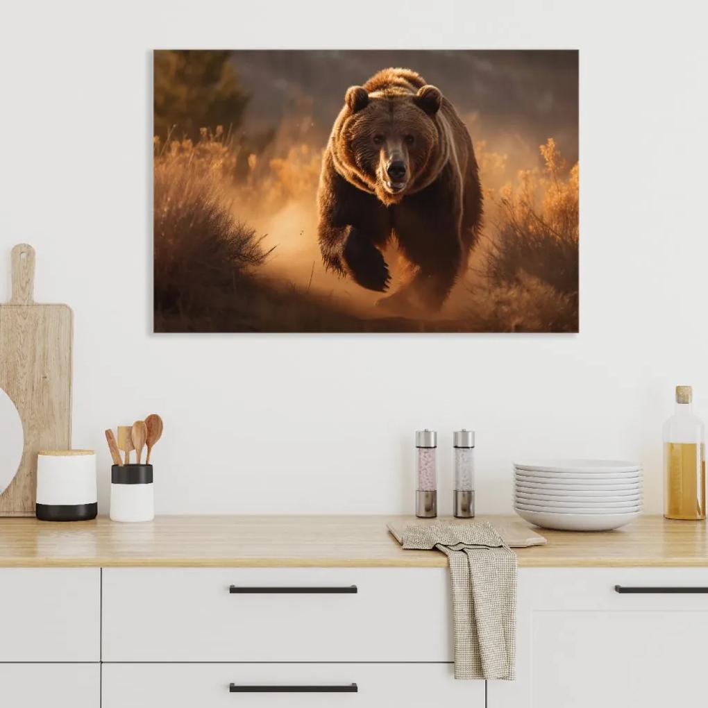 Obraz na plátně - Medvěd běžící v divoké přírodě FeelHappy.cz Velikost obrazu: 120 x 80 cm