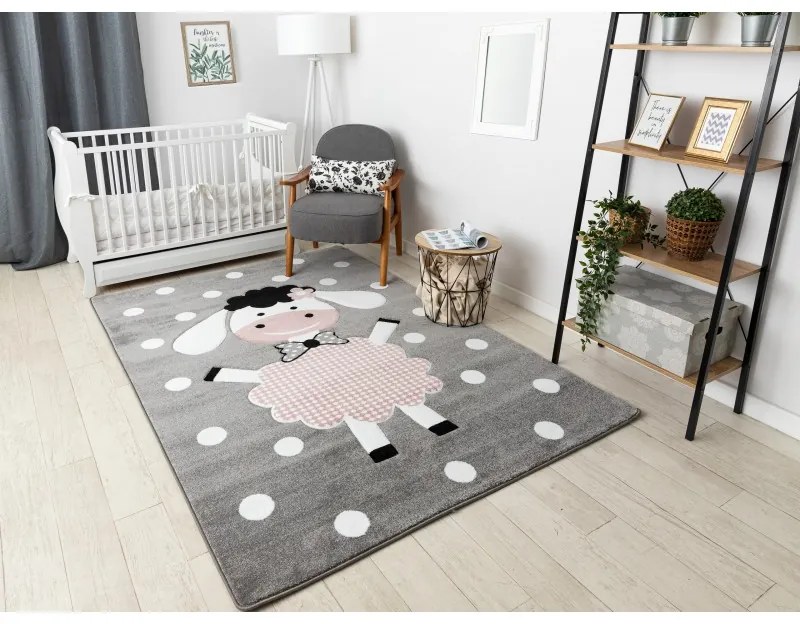 Dywany Łuszczów, Dětský kusový koberec Petit Dolly sheep grey, 180x270, růžová, dětský pokoj