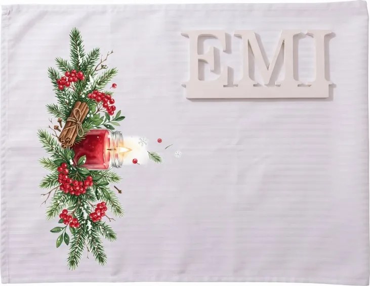Damaškový ubrus Winter Cranberry 35x180 cm EMI