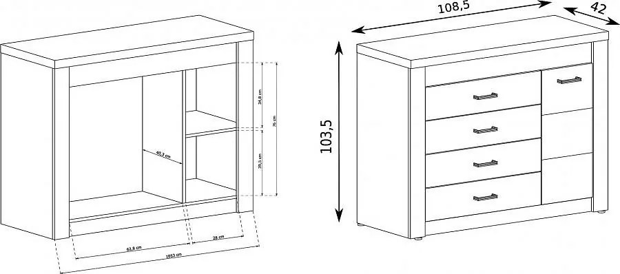 Casarredo - Komfort nábytek Komoda INDIANAPOLIS I-17 jasan tmavý