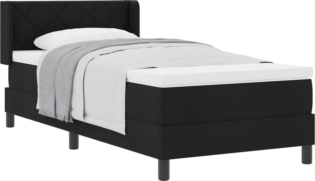 Postel s boxspringem s čelo Černý 200 x 90 cm textil 3341148