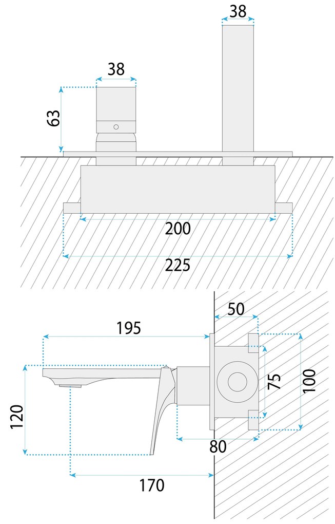 Rea Joe, podomítková umyvadlová baterie + BOX, zlatá matná, REA-B3620