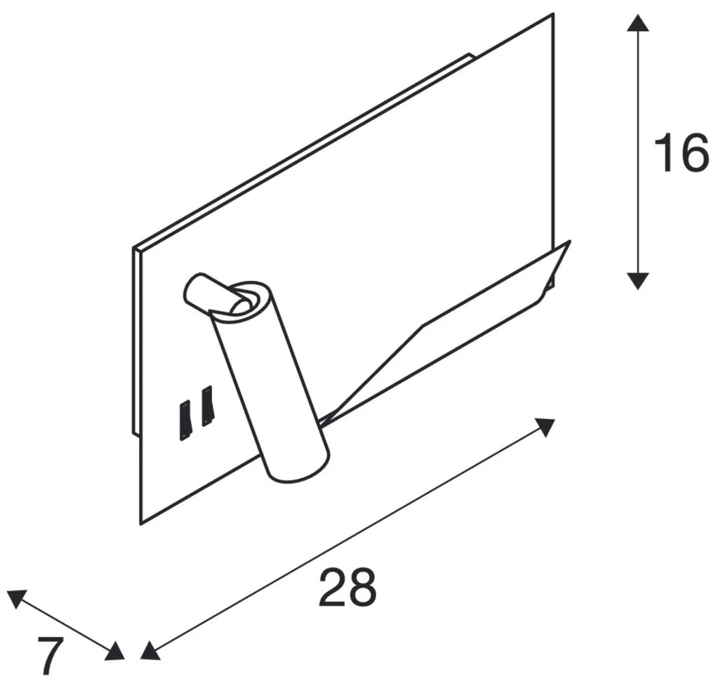 SLV Somnila Flex, nástěnné svítidlo k posteli, LED 13W 3000K, bílá, verze vpravo, USB přípojka