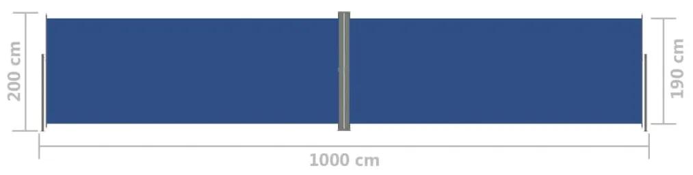 Zatahovací boční markýza modrá 200 x 1 000 cm,  318046