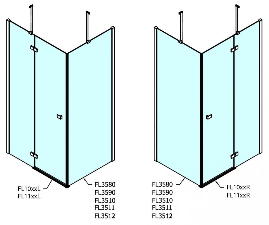 Polysan FORTIS LINE sprchové dveře 1200mm, čiré sklo, pravé FL1012R