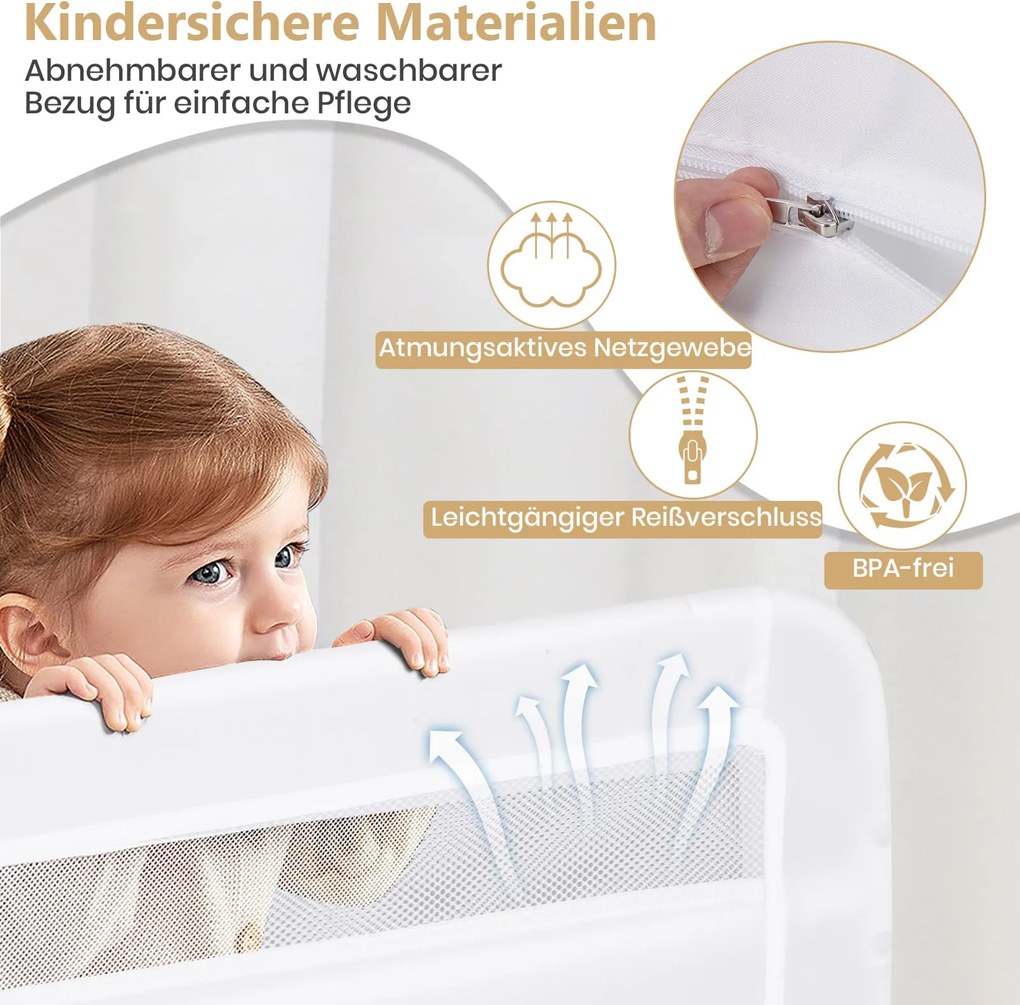 Costway Zábrana na postel pro batolata 100 cm skládací zábrana na dětskou – bílý
