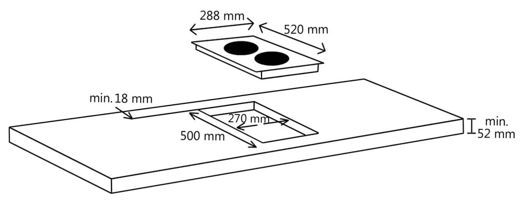 Keramická varná deska 2 varné zóny dotykové ovládání 3 000 W,  50783