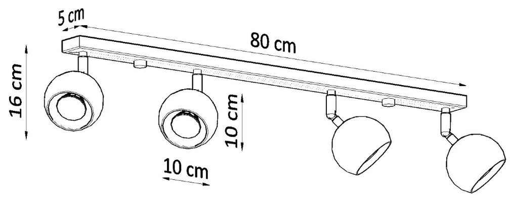 Sollux Lighting Stropní svítidlo OCULARE 4L Černá