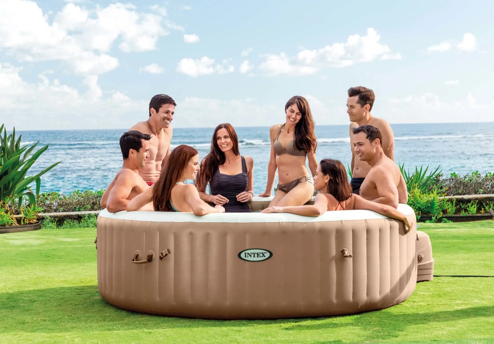 Intex | Vířivý bazén Pure Spa Bubble HWS 8 NP + Solární sprcha UNO 35 l hliníková s LED světlem | 19900165