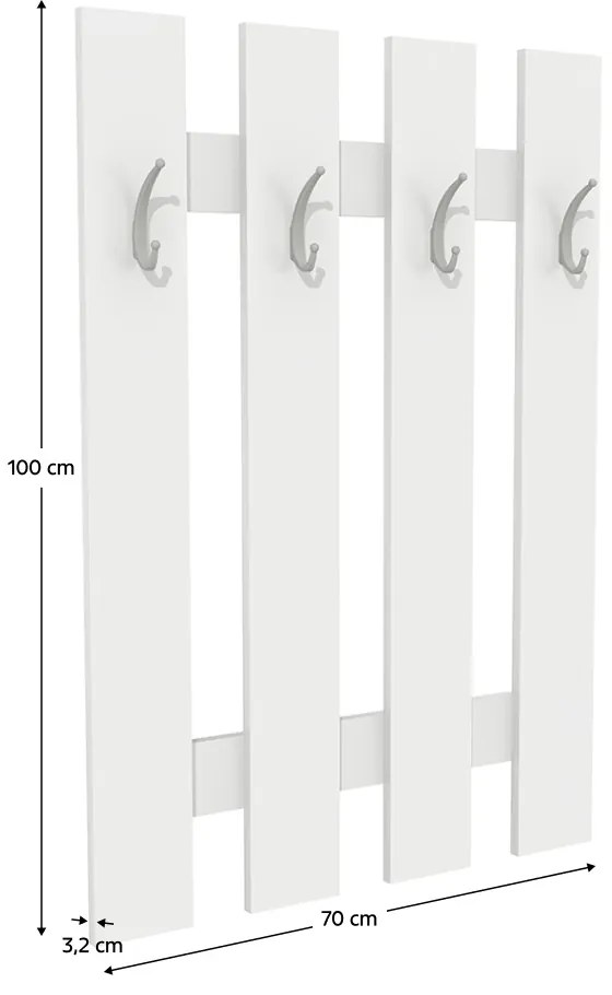 Věšáková stěna, bílá, KORADO NEW KV11