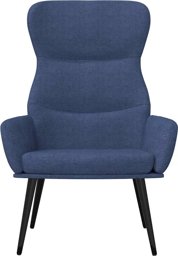 Relaxační křeslo se stoličkou modré textil 3097433