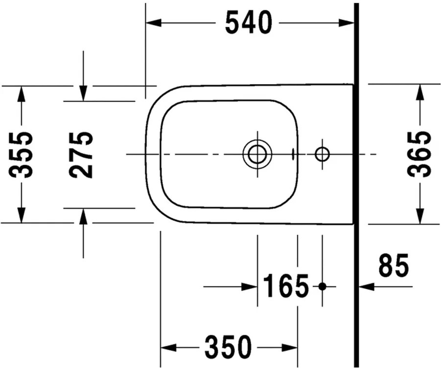 Duravit Happy D.2 - závěsný bidet 35,5x54 cm 2258150000