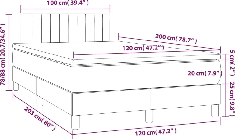 Box spring postel s matrací černá 120x200 cm textil 3140203
