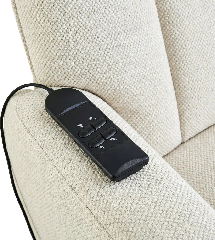 TV křeslo SAMUEL s elektrickým polohováním — 2 motory, látka, béžová, nosnost 150 kg