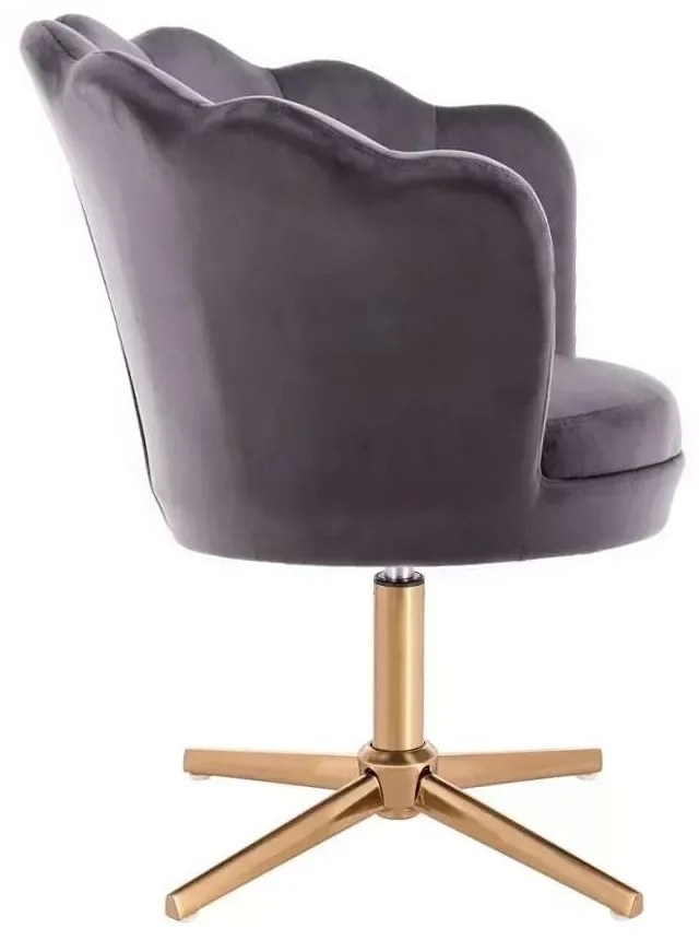 LuxuryForm DESIGN Otočné křeslo FREY VELUR na zlatém kříži - tmavě šedé